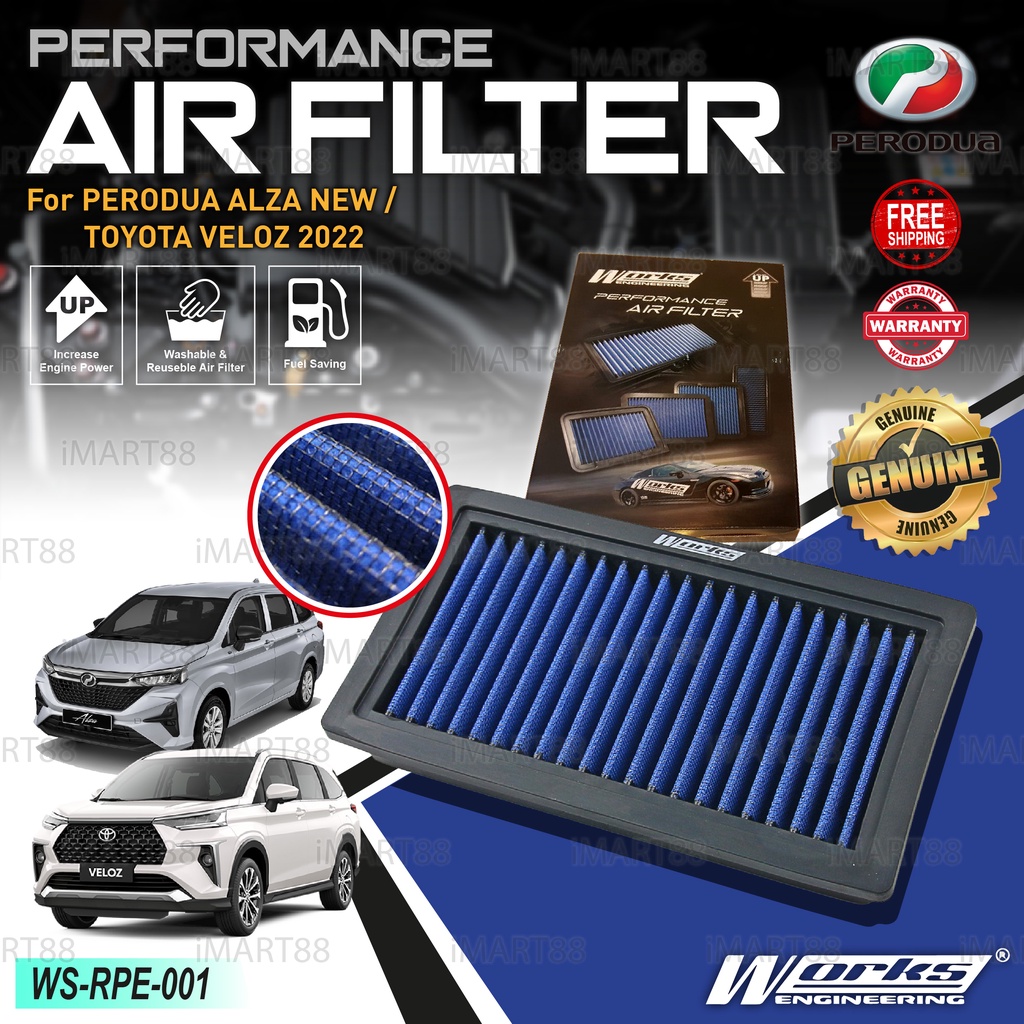 Works Engineering Drop In Air Filter Perodua Alza NEW Toyota Veloz 2022 ...