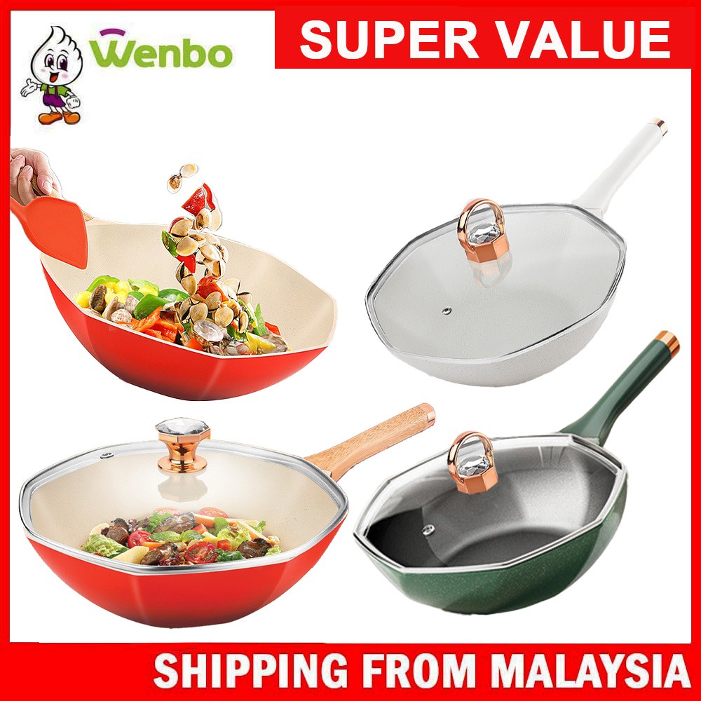 Wenbo Octagonal Frying Pan Non-Stick Wok Pan Cooking Pan Cookware Kitchen Utensils | Shopee Malaysia