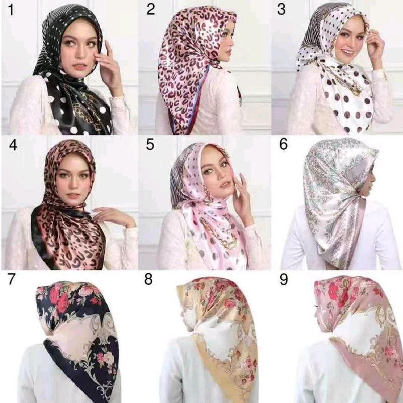 [READY STOCK] Tudung Bawal Tudung Satin Silk Corak Hijab Design 38-55 ...