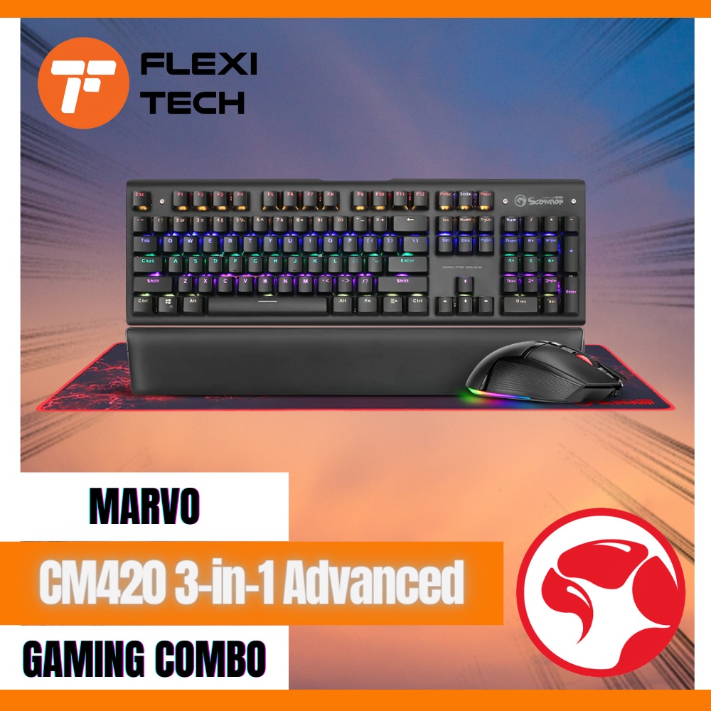 Flexi Tech MARVO CM420 3-in-1 Advanced Gaming Combo 6400dpi RGB ...