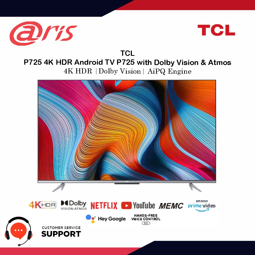 TCL P725 4K HDR Android TV (50",55" & 65") 55P725 with Dolby Vision ...