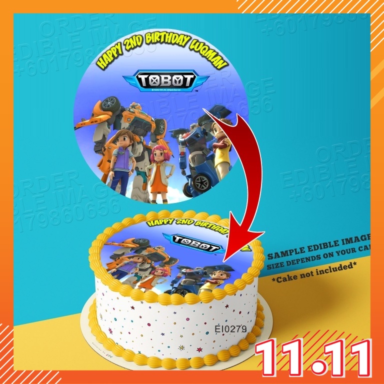 Printing EI Tobot Wallpapers Edible Image Print Cake Photo Icing Paper ...