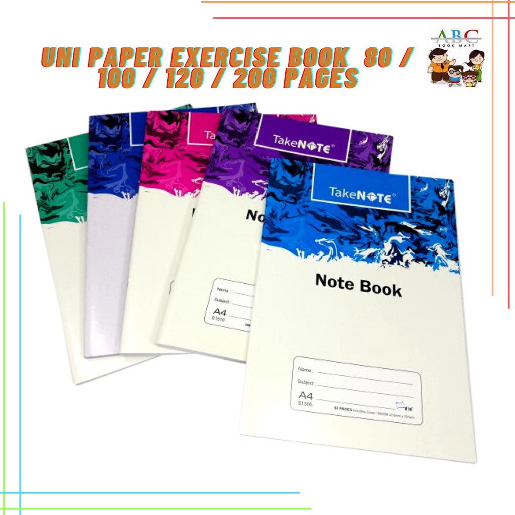 ( READY STOCK ) UNI PAPER TAKE NOTE A4 EXERCISE BOOK 80 / 100 / 120 ...