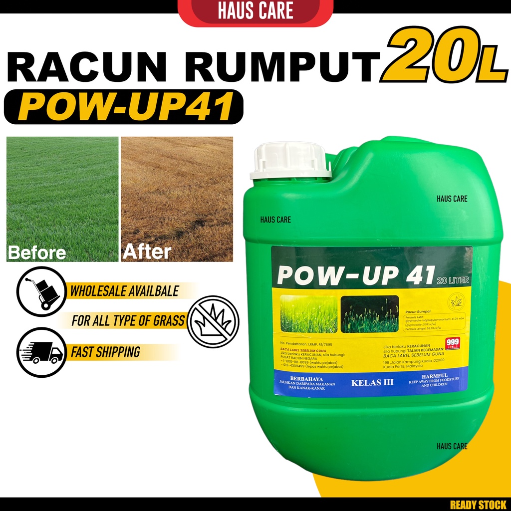 20L POW-UP 41 Glyphosate 41% Weed Killer (Racun Rumput Lalang/Ubat ...