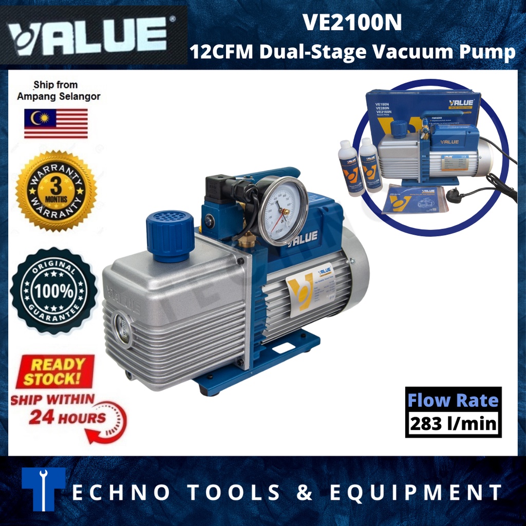 Value 1.0HP 12.0CFM Portable Dual-Stage Vacuum Pump VE2100N | Shopee ...