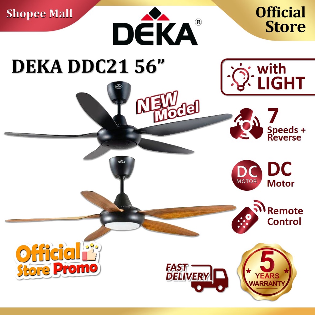 DEKA DDC21 | DDC21 LED 56" 5 Blades DC Motor 7 Speeds Control + Reverse ...