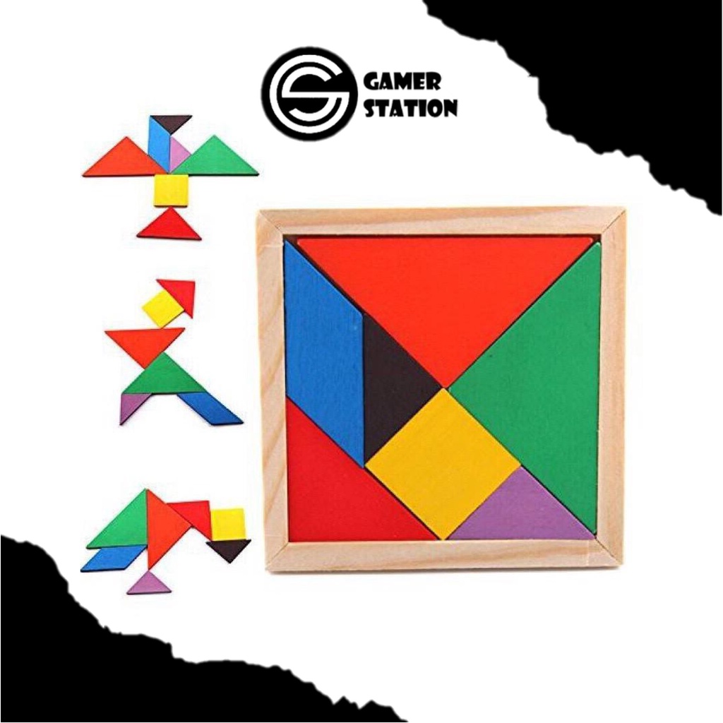 Colorful Tangram 7pcs puzzle Dissection Wood Kids Brain Gift | Shopee Malaysia