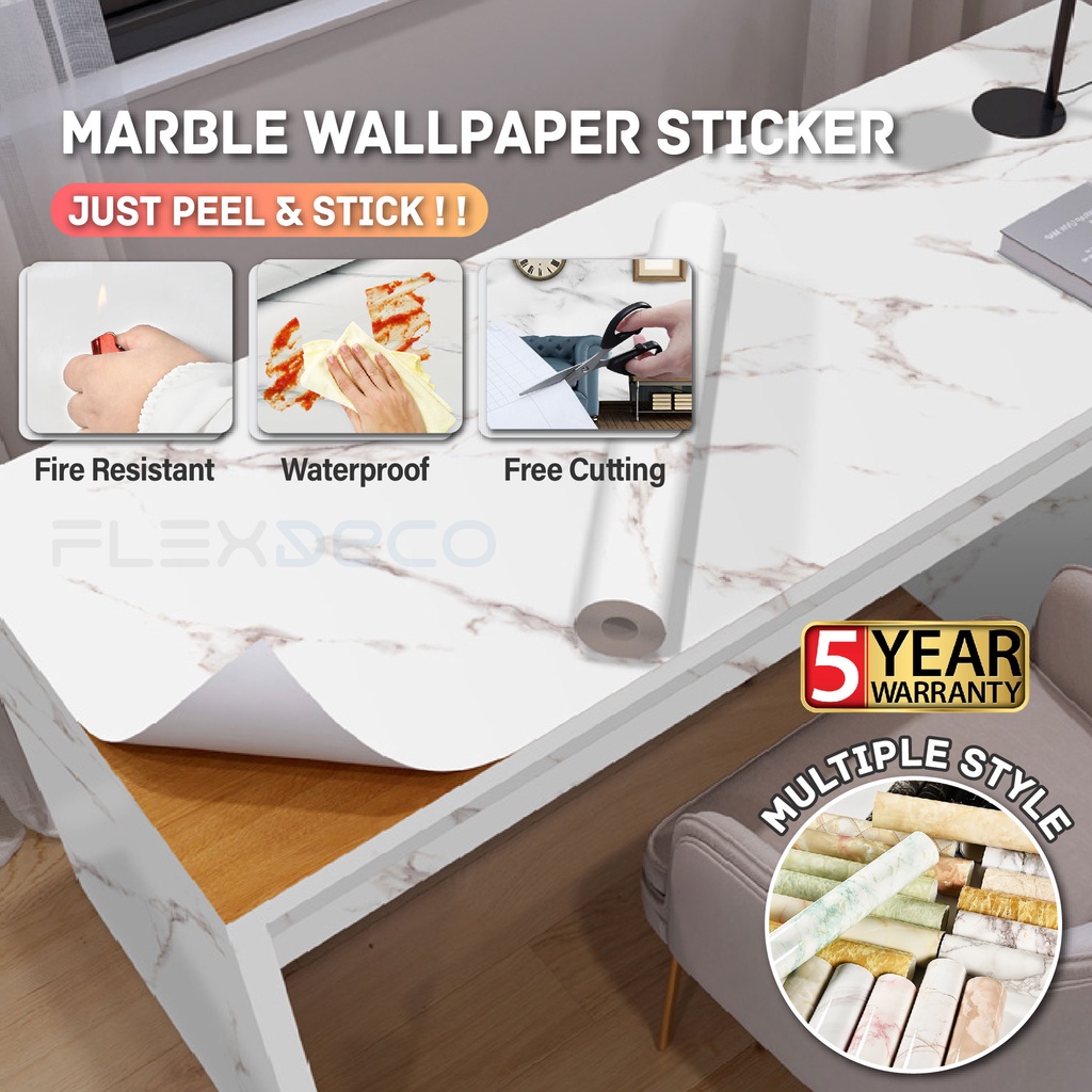 Waterproof Wallpaper Meja Makan Kertas Dinding Self Adhesive Marble ...