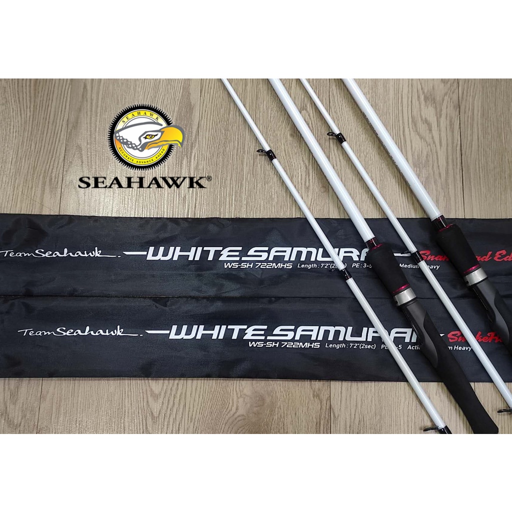 TEAM SEAHAWK WHITE SAMURAI SNAKEHEAD JIGGING ROD (SPINNING) | Shopee ...