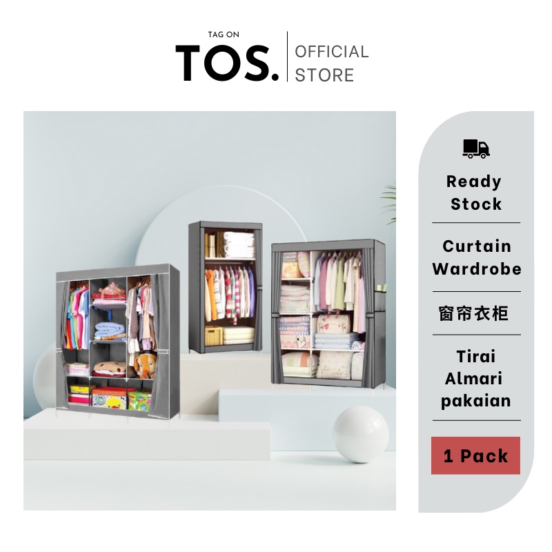 (Malaysia Ready Stock) Cloth Curtain Wardrobe Almari Kain Almari Baju ...