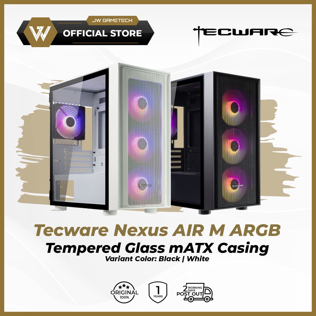 Tecware Nexus AIR M ARGB TG mATX Gaming Case - Black | White | Shopee ...