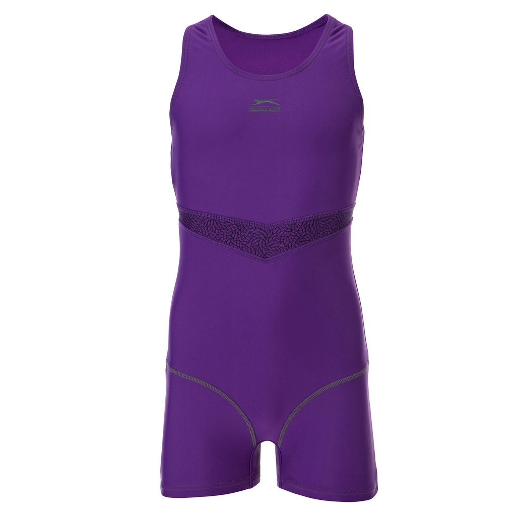 Slazenger Junior Girls Boyleg Swimsuit Junior Girls (Purple) - Sports ...