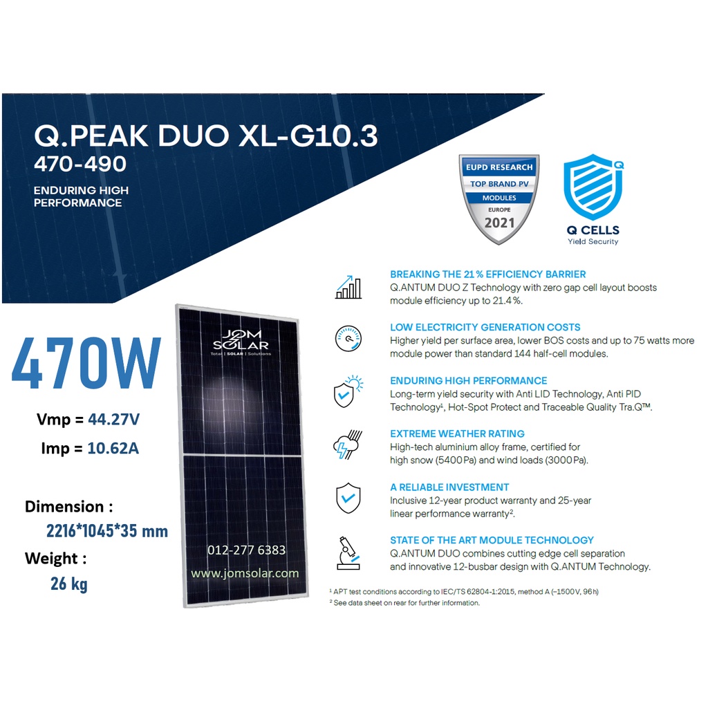 470W Qcells Monocrystalline Solar Panel - DUO G10 - 12BB - Zero Gap ...