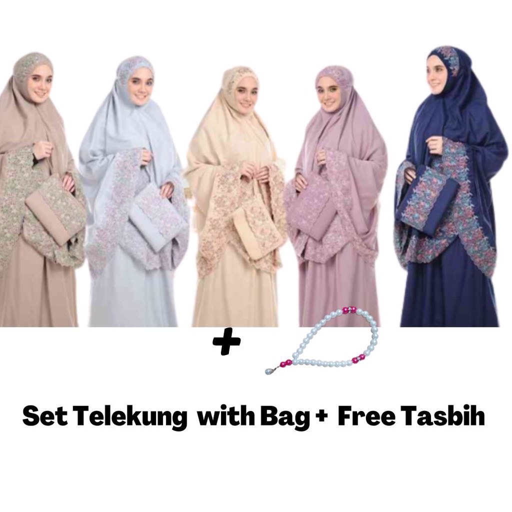 Set Telekung Sejadah Tasbih | Cotton Sulam Kerawang Embroidery | Labuh Hadiah Hantaran | Asyiah ...
