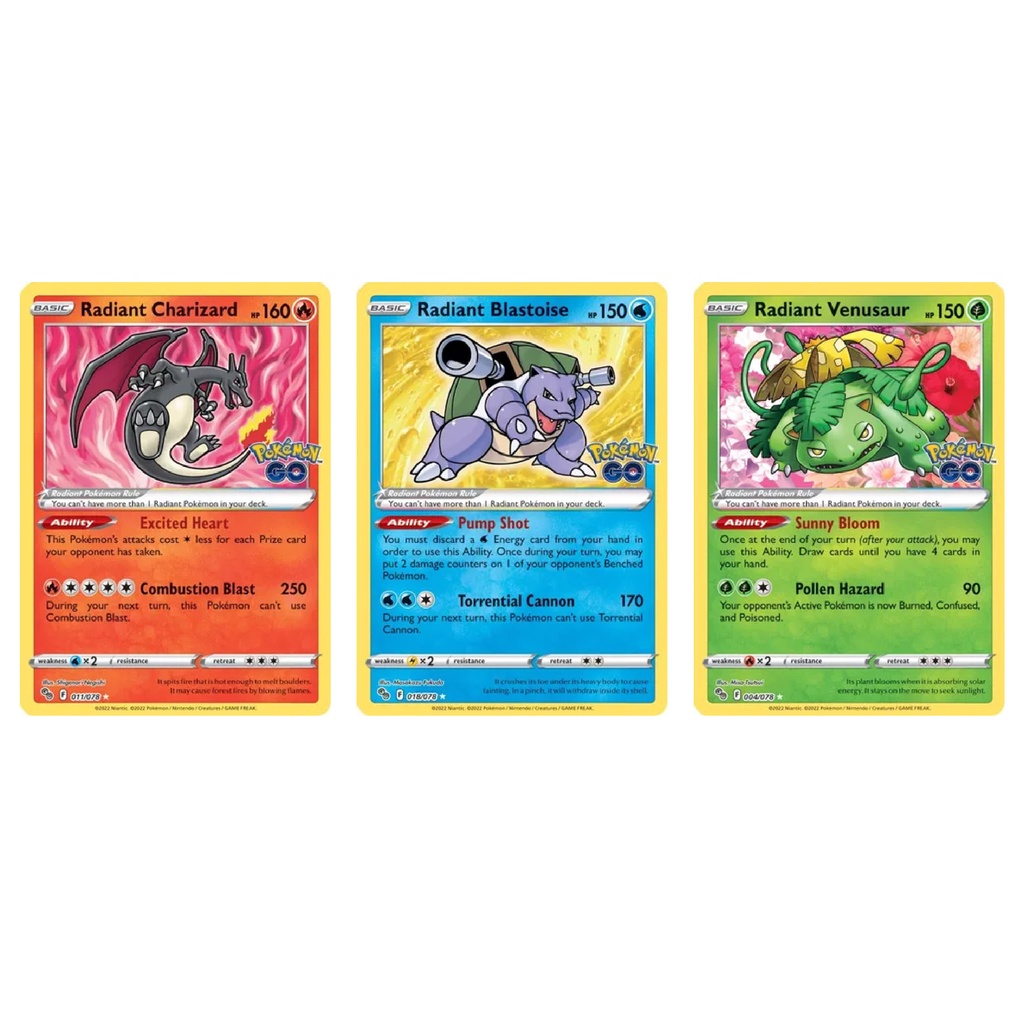 Radiant Charizard, Blastoise & Venusaur / Holo / 011/078, 018/078, 004 ...