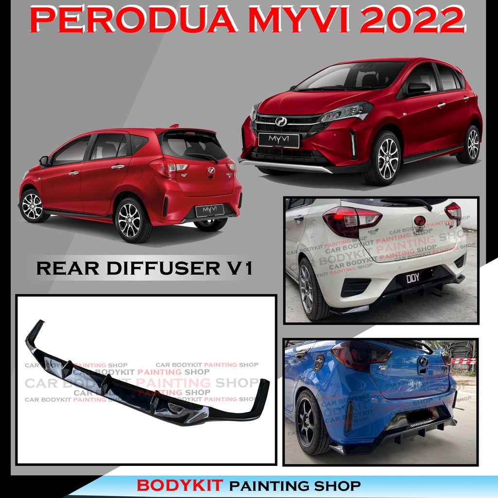PERODUA MYVI 2022 V1 STYLE REAR DIFFUSER (WITH PAINT-PIANO BLACK ...