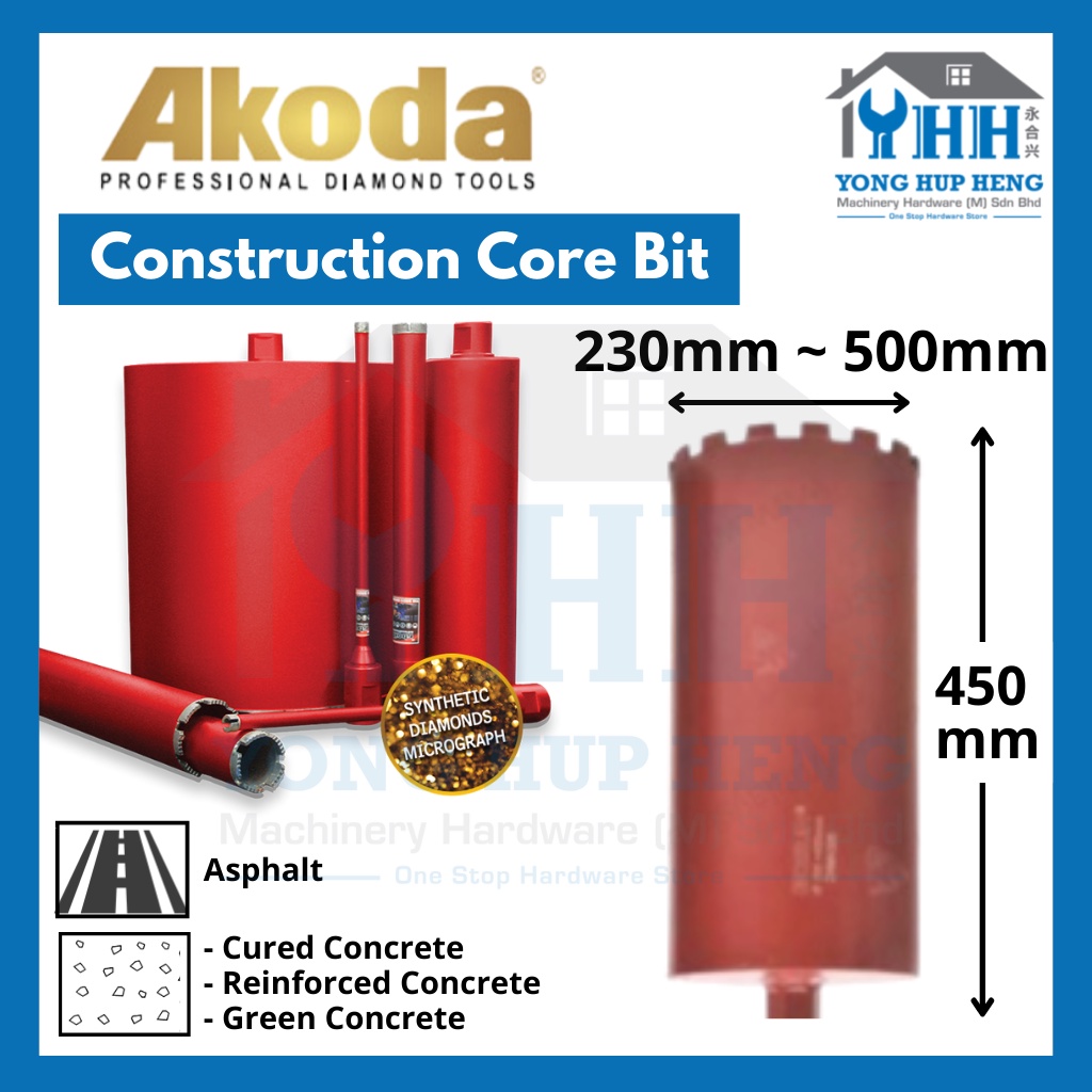 AKODA 230MM - 500MM x 450MM Construction Core Bit | Diamond Core Bit 1 ...