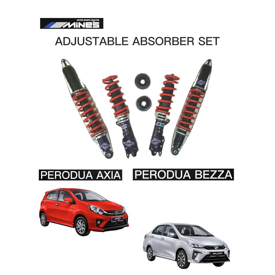Perodua Axia - Bezza Adjustable Absorber Set - High Low Body Shift ...
