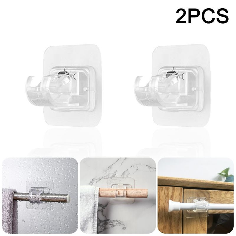 2 Pcs Hanging Rod End Hanging Clips Adhesive Wall Hanging Curtain ...