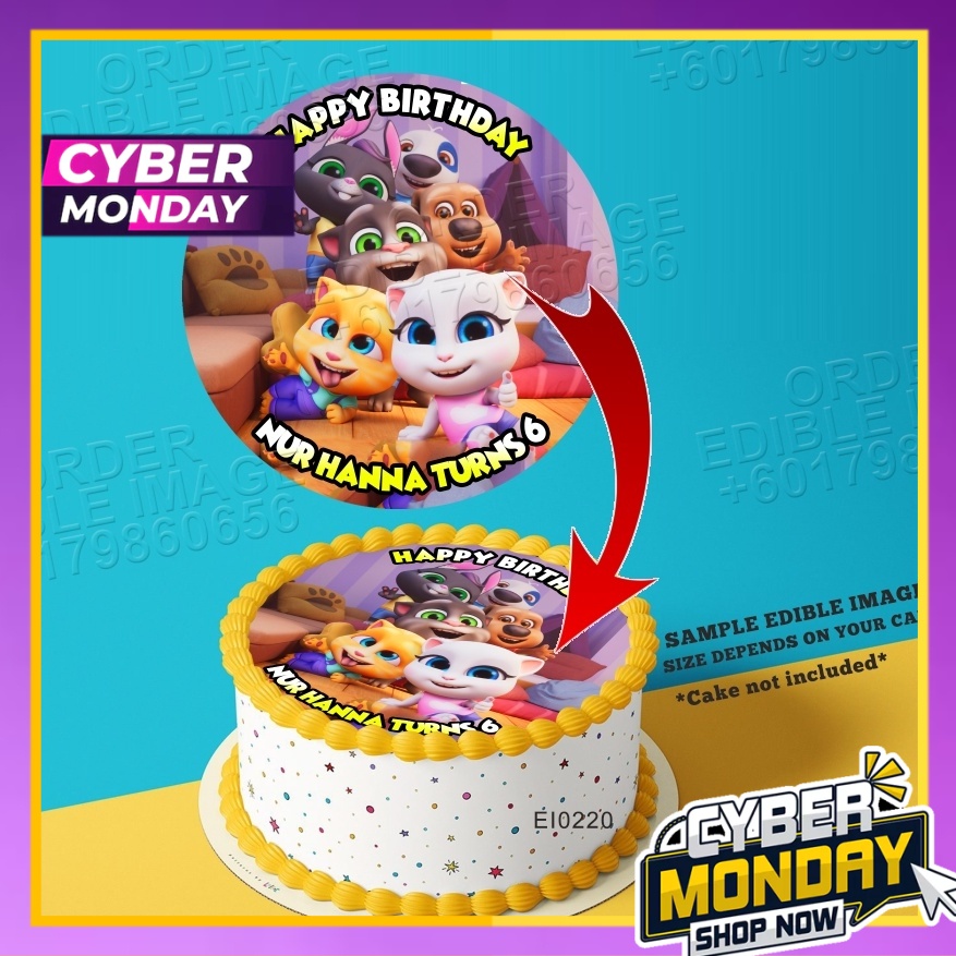 Printing EI My Talking Tom Friends Edible Image Print Cake Photo Icing ...
