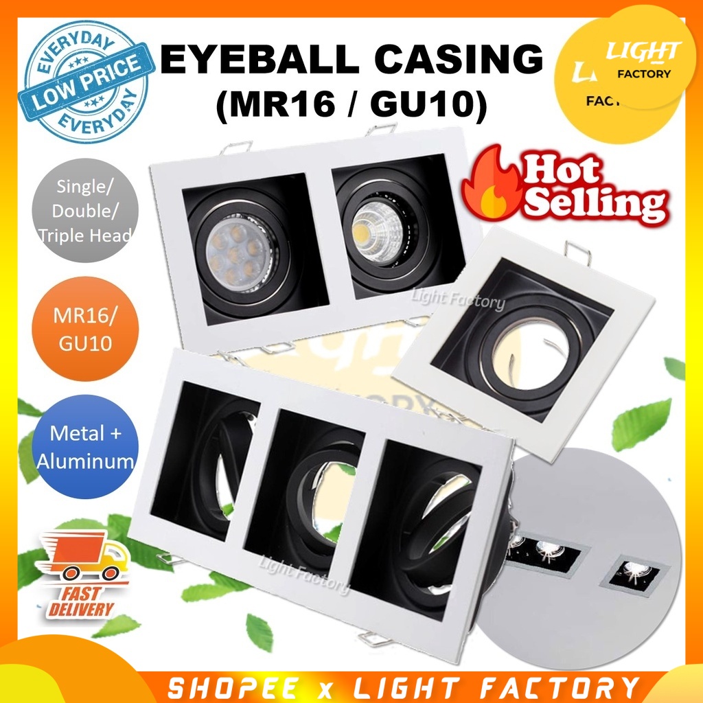 Eyeball Fitting GU10 MR16 Recessed Casing Round / Square Eyeball Frame ...