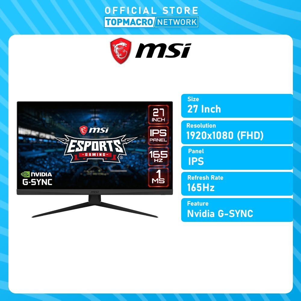 MSI MONITOR OPTIX G273, 27"" ESPORTS GAMING MONITOR, 1920 X 1080, 165HZ ...
