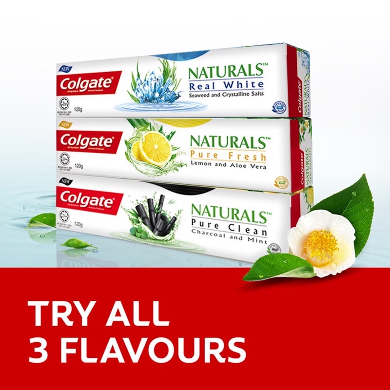 Colgate Natural Charcoal And Mint/Seaweed Salt/Lemon Aloe Toothpaste ...