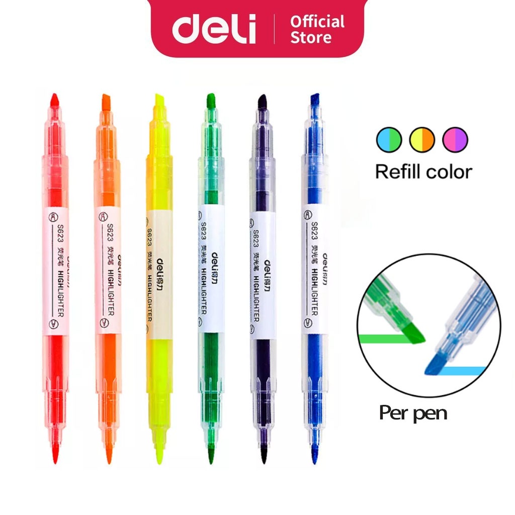 Deli Highlighter S623 Chisel Tip & Bullet Tip (153mm) | Shopee Malaysia