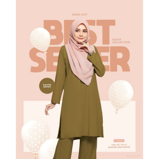 Muslimah Suit Wafa Suit II ( Blouse +Pants) | Shopee Malaysia