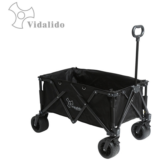 VIDALIDO Camping Large Wagon Foldable Trolley Camping Cart Hand Pull ...