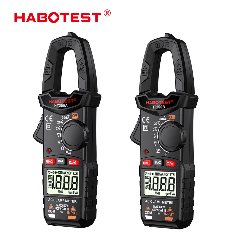 HABOTEST HT200 Digital Clamp Meter 600V AC/DC 2000 Counts Voltmeter ...