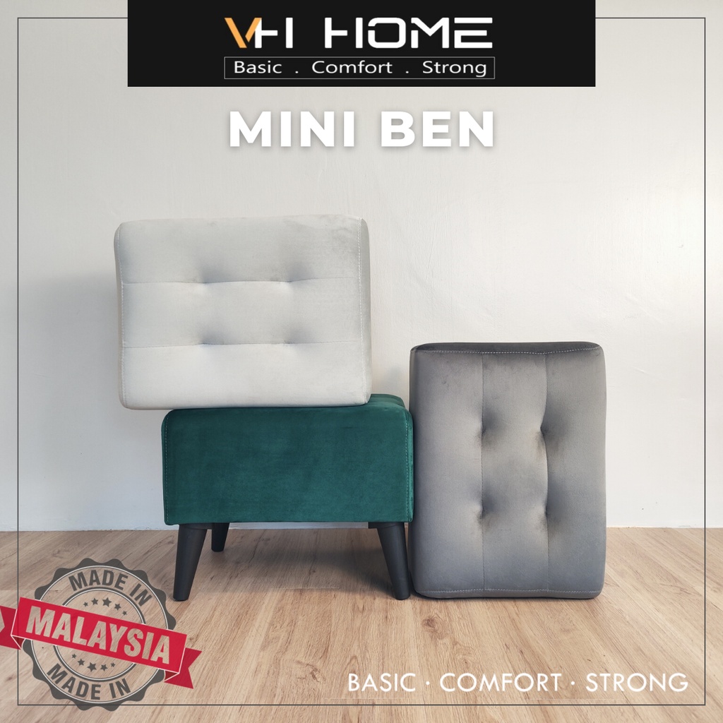 VH MINI BEN Bench Stool Bench Chair Short Stool Kerusi Velvet Bench ...