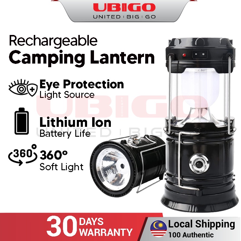UBIGO Camping Lantern LED Rechargeable Camping Lantern Solar Lantern ...