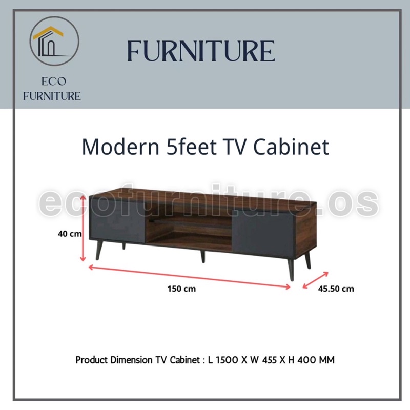 Rack TV Cabinet Storage Shelf 2 Door Rak TV Kabinet Modern 5ft Solid ...