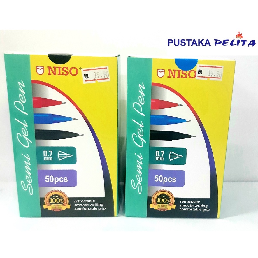 NISO Semi Gel Ball Pen 0.7mm 50 units/ box ( Black / Blue ) | Shopee ...