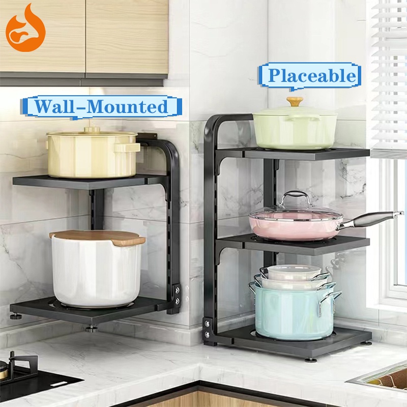 3-4 Tiers Organizer Rak Adjustable Pot and Pan Rack Bawah Sinki ...