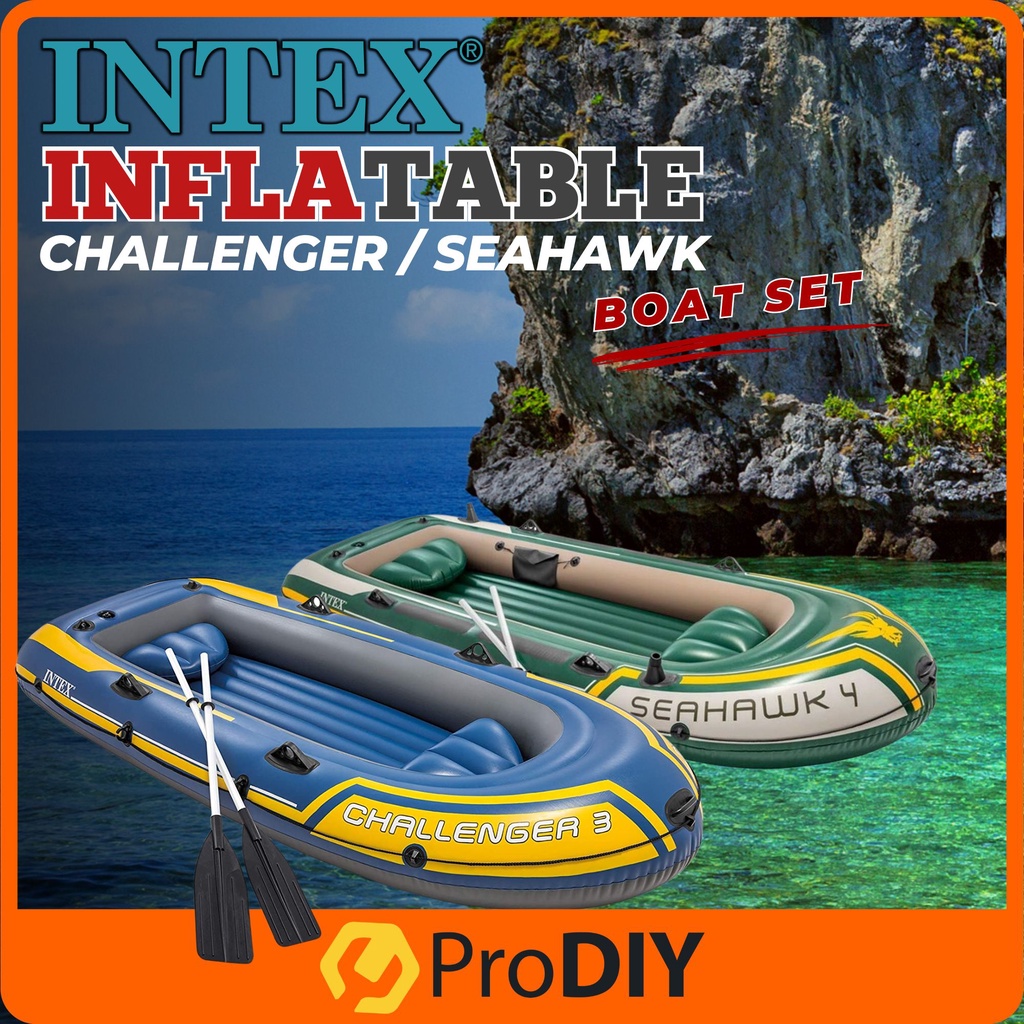 Intex Inflatable Boat Set Challenger / Seahawk Fishing Or Kayak Boat ...