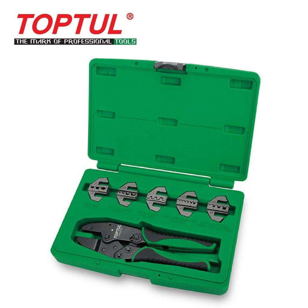 TOPTUL 6pcs Quick Interchangeable Ratchet Crimping Tool Kit GAAI0605 ...