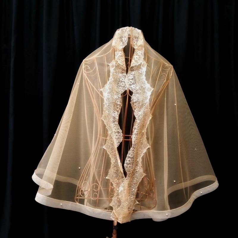 Veil Nikah/Tunang Premium Lace Diamond Pearl (Nude) | Shopee Malaysia