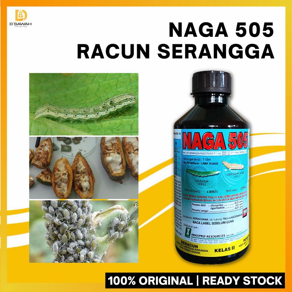 Racun NAGA 505 1 liter Racun Ulat Sentuh Koya Pengorek Buah Insecticide ...
