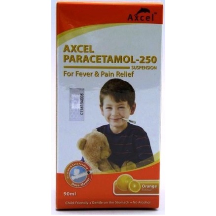 AXCEL PARACETAMOL-250 FOR FEVER & PAIN RELIEF ORANGE FLAVOUR 90ML ...