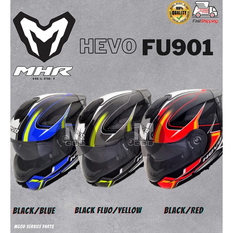 HELMET HEVO FU901 FULL FACE FLIP-UP DOUBLE VISOR 100% ORIGINAL PRODUCT FROM MHR READY STOCK ...