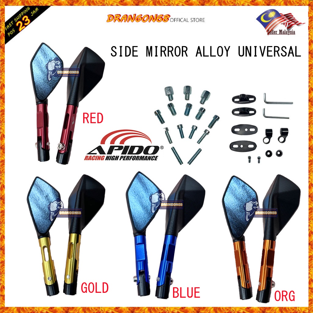 UNIVERSAL SIDE MIRROR ALLOY CNC MOTORCYCLE / APIDO CERMIN SISI MOTOR ...