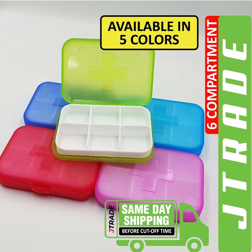 Medicine Pill Organizer Box with 6 Compartments JTRADE | Shopee Malaysia