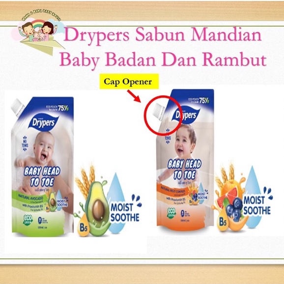 Drypers Baby Head to Toe Refill Pack (500ml) Mandian Baby Rambut dan ...