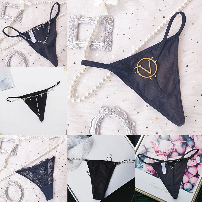 G-string Women Korean Underwear Triangle Low Waist Underwear Metal ...