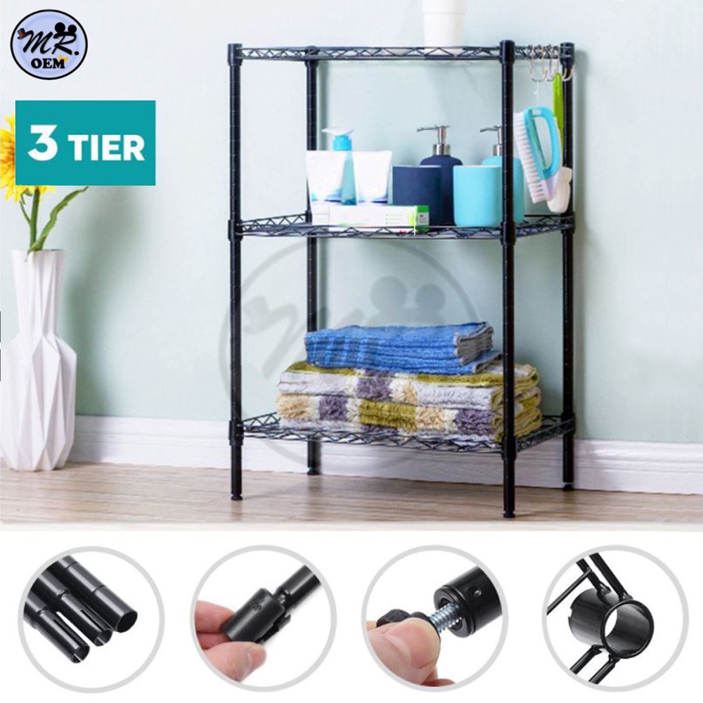 MR OEM 3 / 4 / 5 Tier Adjustable Metal Wire Shelf Multipurpose Storage ...