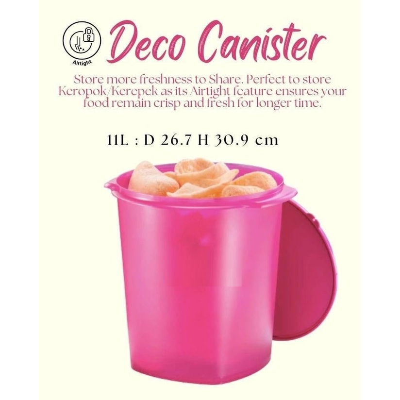 Tupperware Deco Canister (1) 11L (BEKAS BESAR)-PINK | Shopee Malaysia