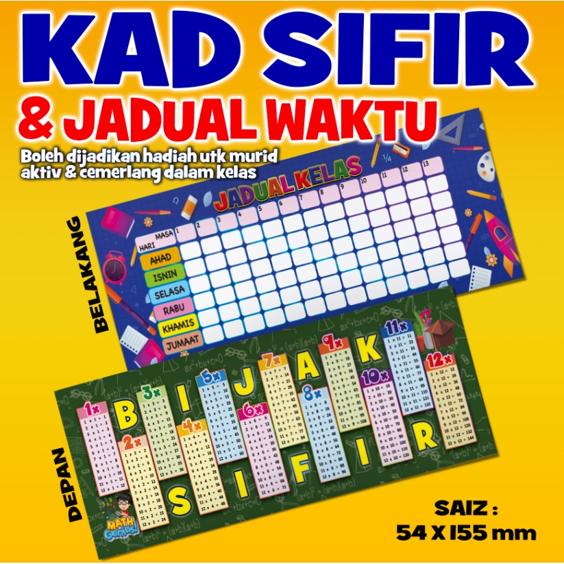 KAD SIFIR & JADUAL WAKTU | HADIAH UNTUK MURID | KAD BIJAK SIFIR ...