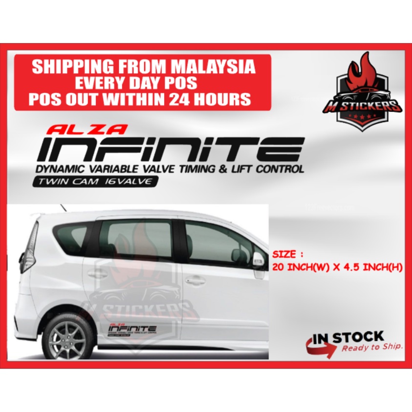 1 Set 2 Pcs Perodua Dvvt Alza infinite car stickers Kereta Sticker ...